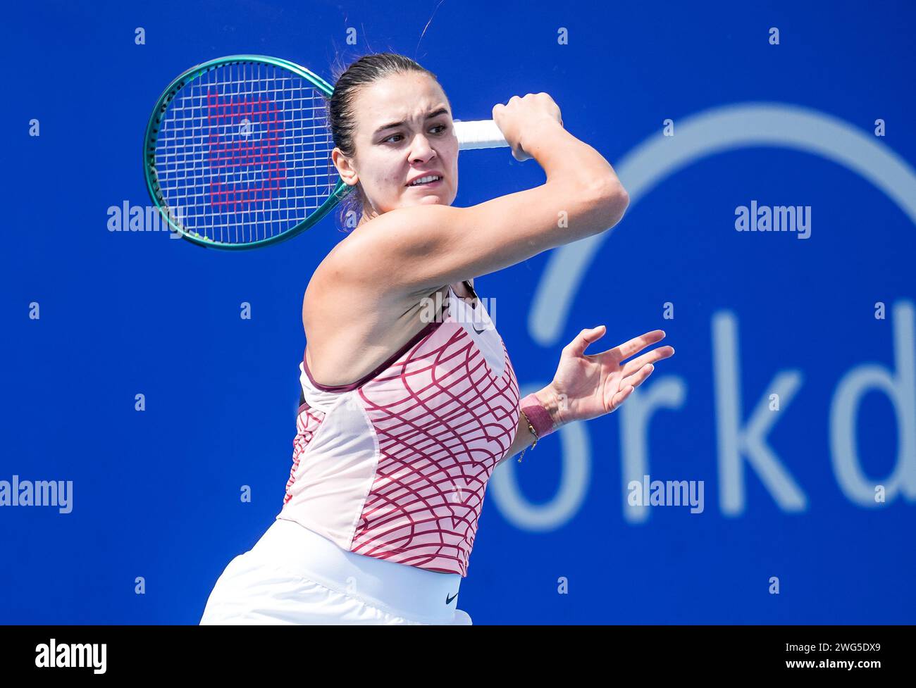 Nigina Abduraimova of Uzbekistan in action during Qualifying for the 2024 Canberra International ...