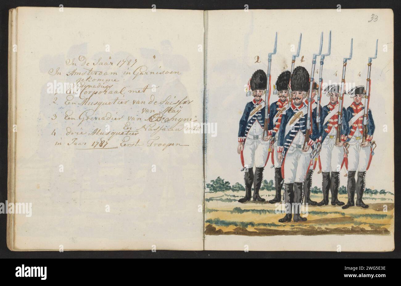 First troops in Amsterdam in 1787, S.G. Casten, 1795 - 1796 drawing The ...