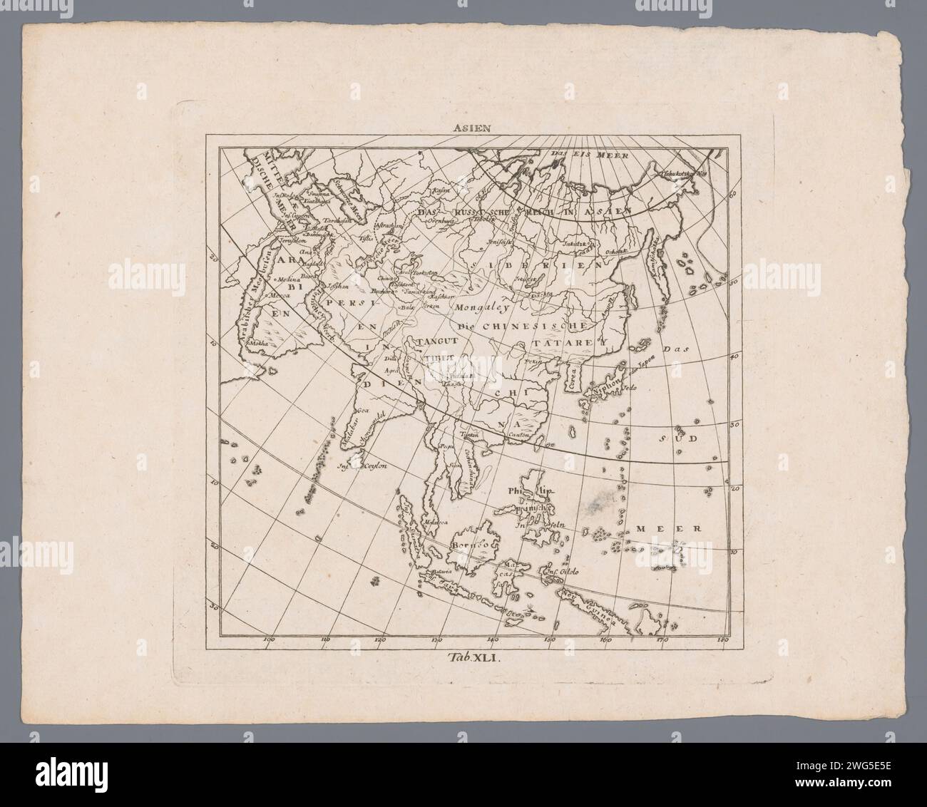 Map of Asia, Anonymous, 1774 print Germany paper etching (map of) Asia ...
