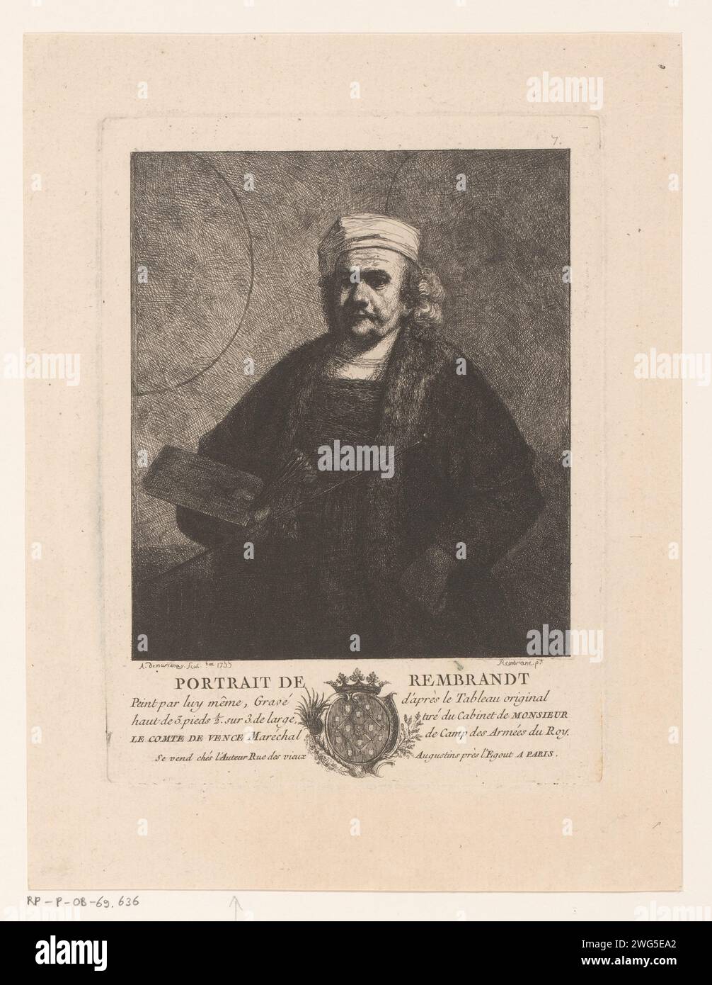 Portrait of Rembrandt van Rijn with two circles, Antoine de Marcenay de ...