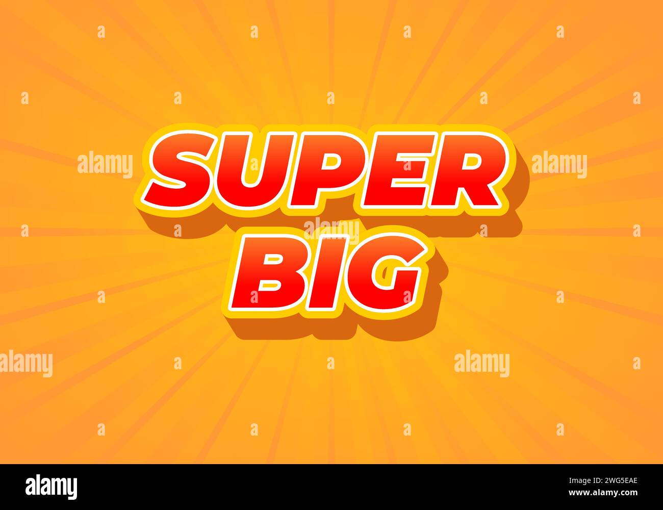 Super big. Text effect design in 3D look. Red color. Yellow background ...