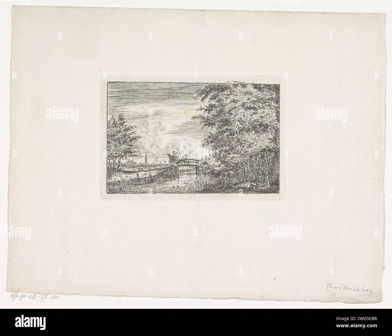 Landscape by horse and carriage on bridge, Anonymous, 1750 - 1900 print ...