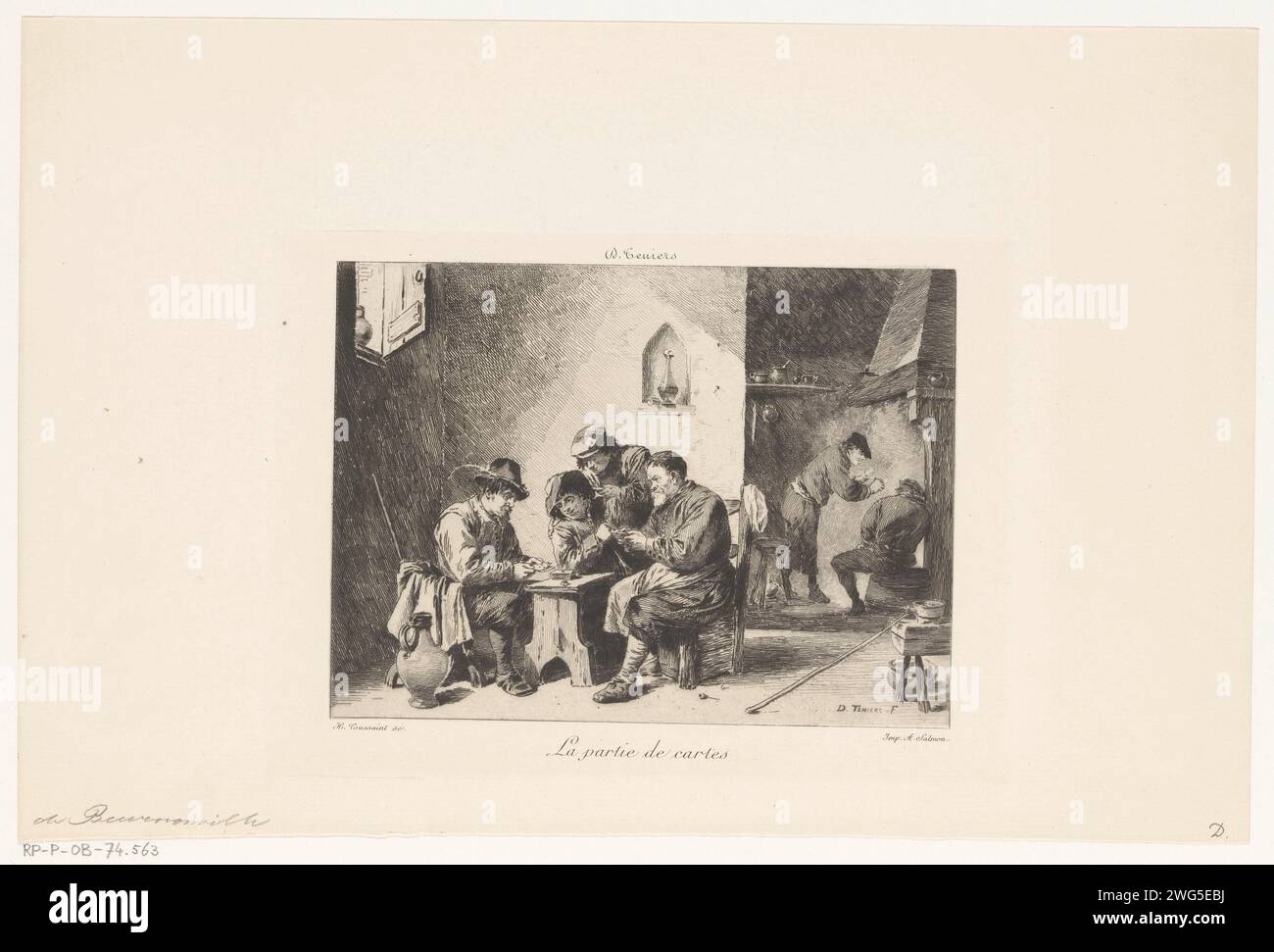 Inn interior with card players, Henri Toussaint, after David Teniers ...