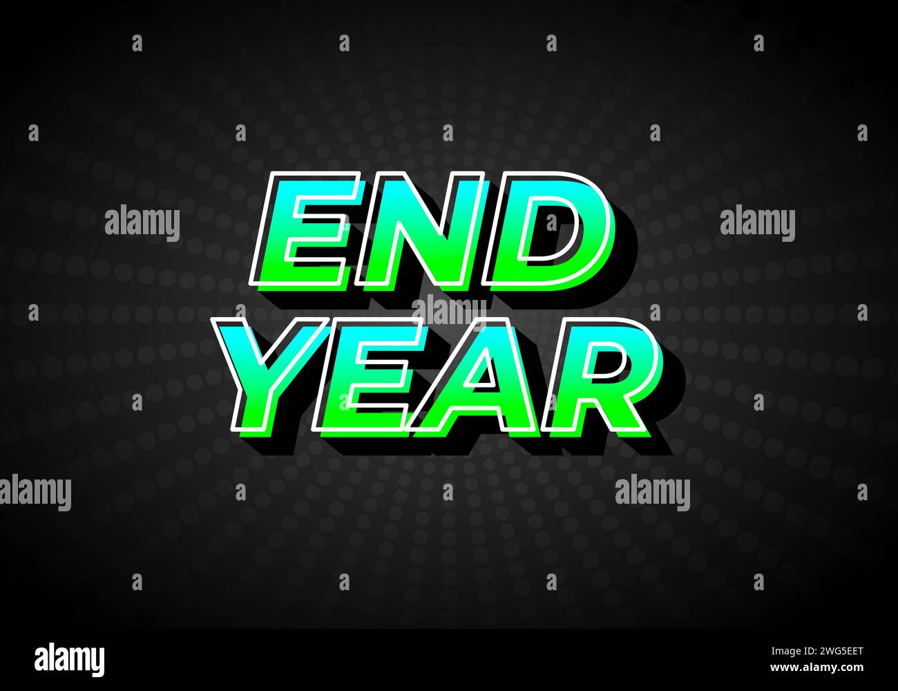 End year. Text effect design in gradient green blue color, 3D look ...