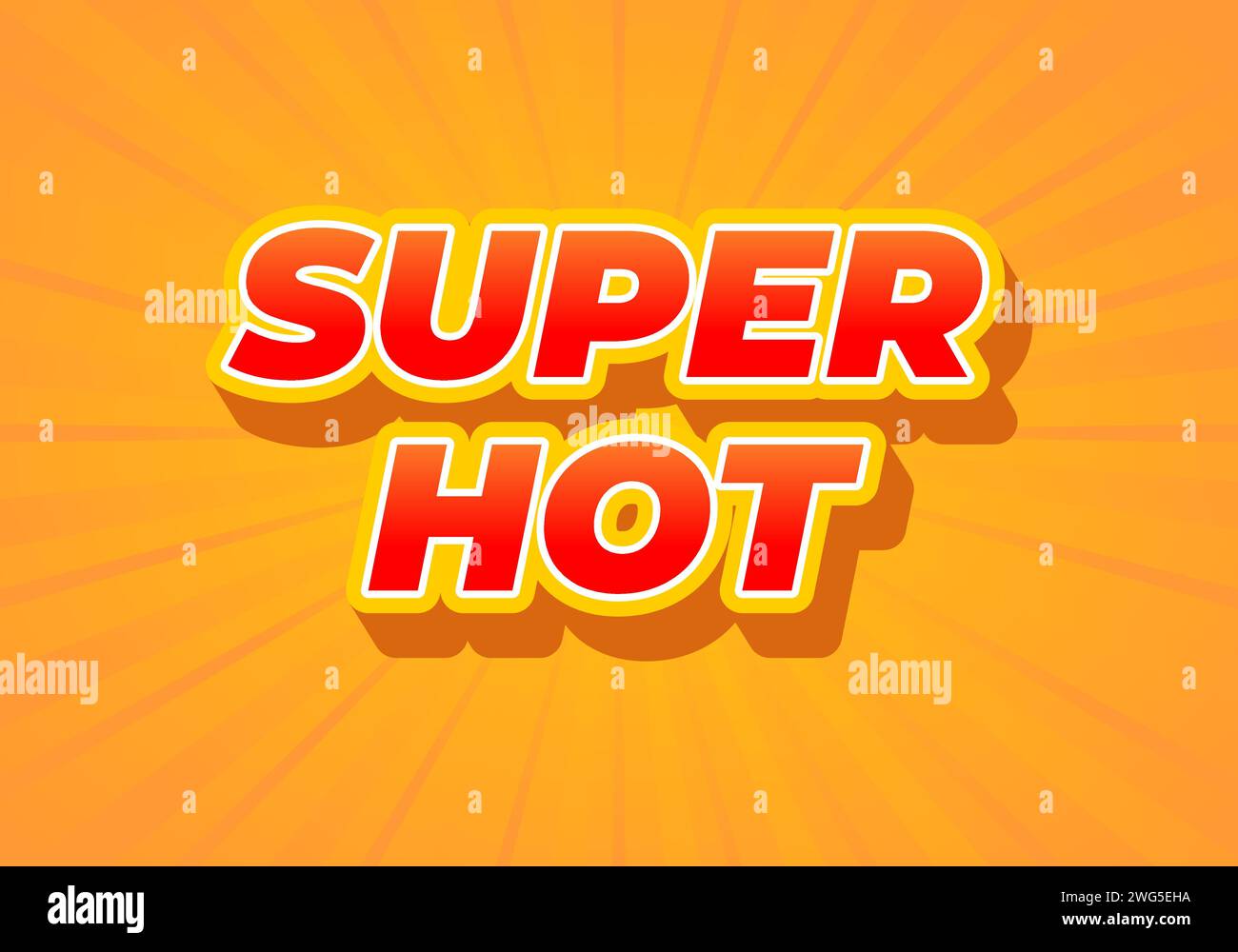 Super hot. Text effect design in 3D look. Red color. Yellow background ...
