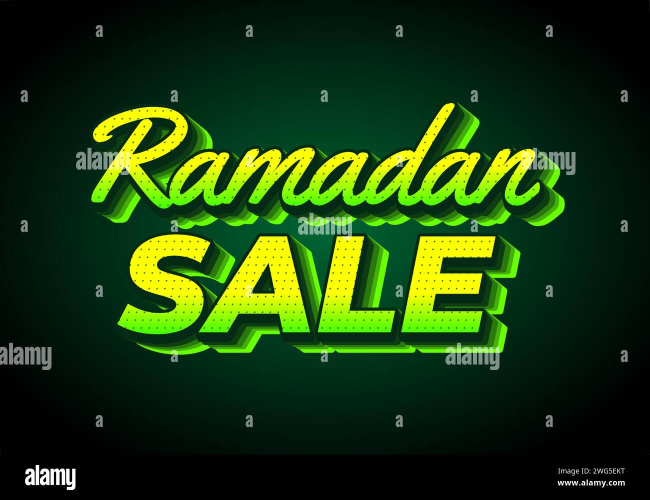 Ramadan sale. Text effect design in 3D look. Yellow green color. Dark ...