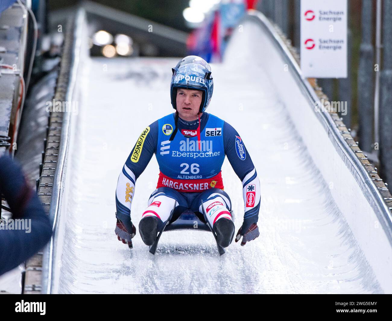 Wolfgang Kindl (Oesterreich) im Ziel, GER, FIL Luge Rodel Weltcup ...
