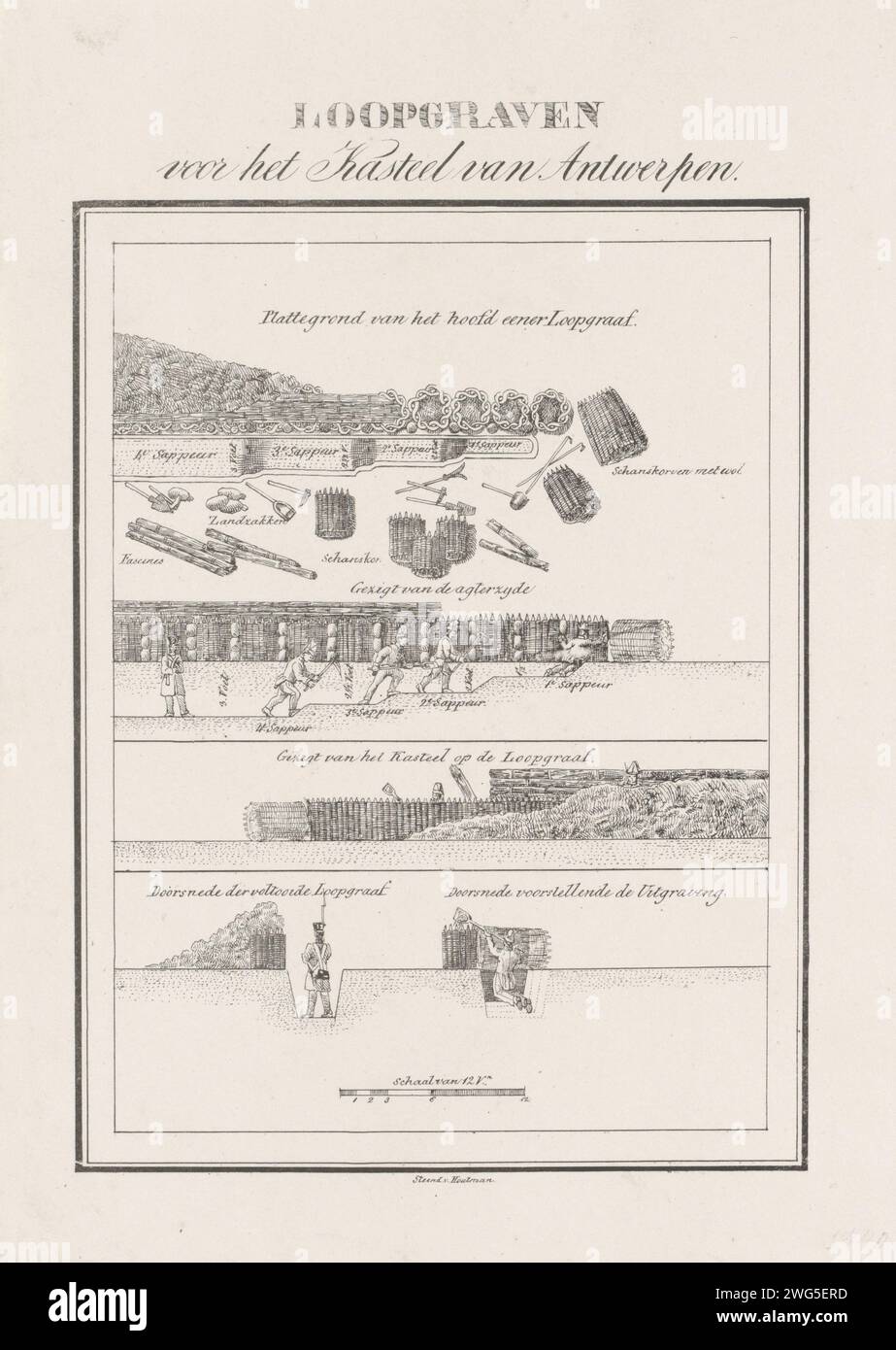 Trenches during the siege of the citadel of Antwerp, 1832, 1832 - 1833 ...