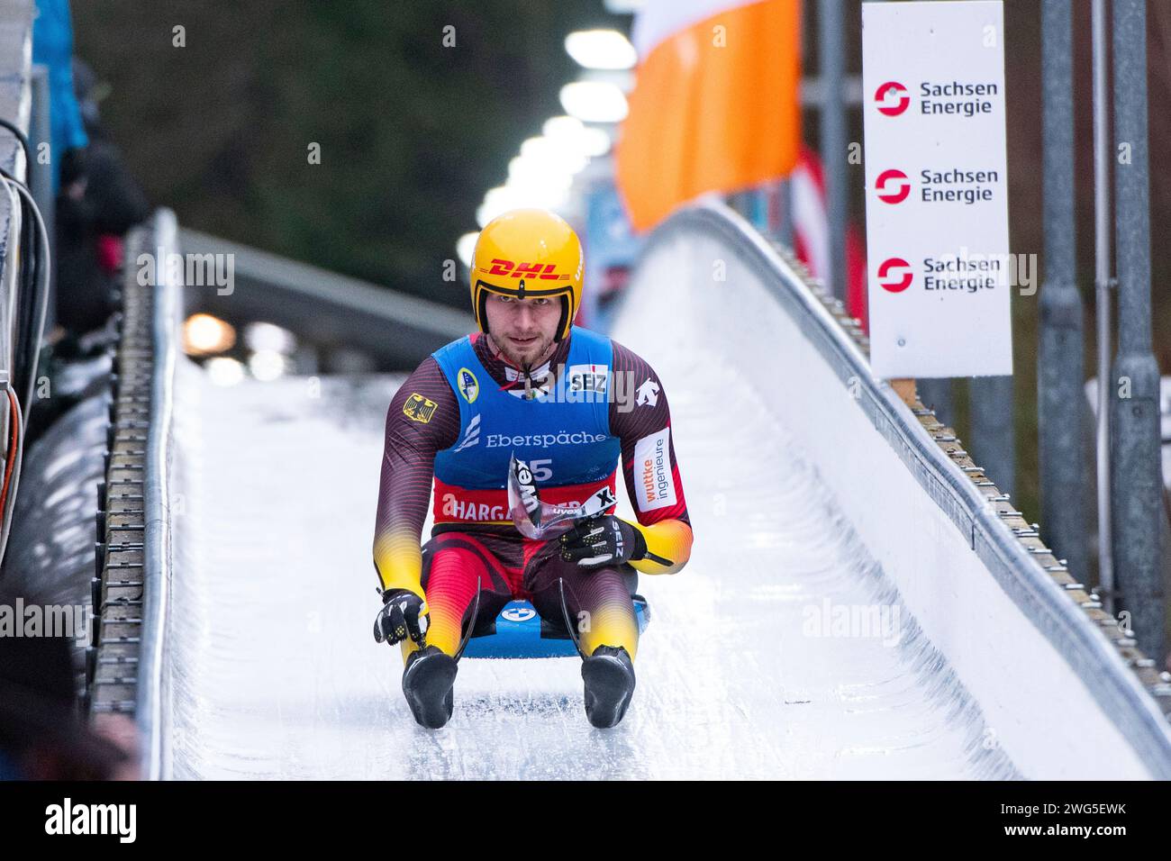 Timon Grancagnolo (Deutschland) im Ziel, GER, FIL Luge Rodel Weltcup ...