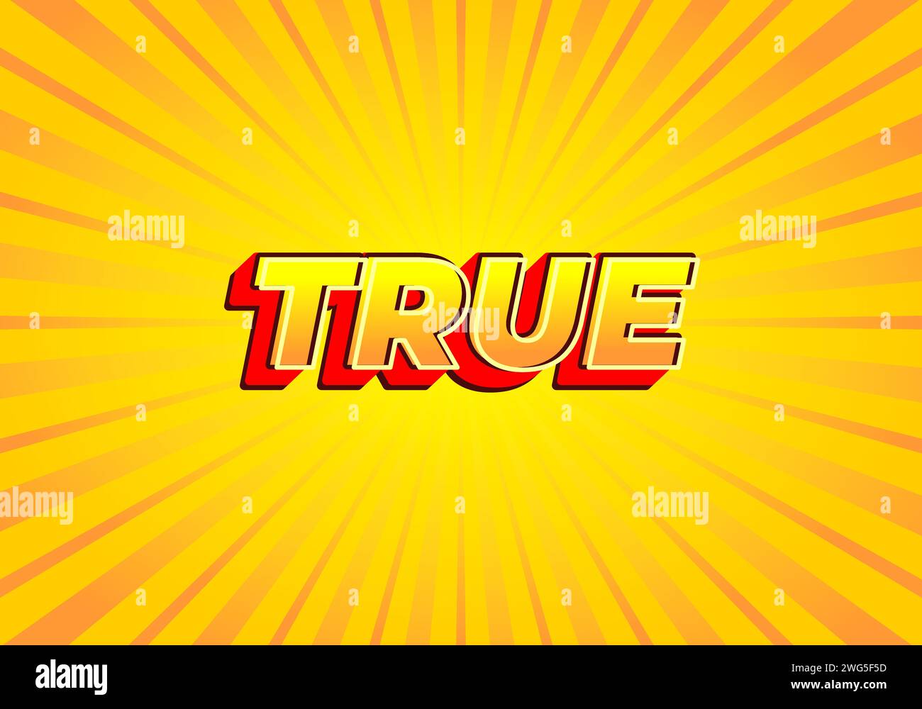 True. Text effect design in modern look, bright yellow red color Stock ...