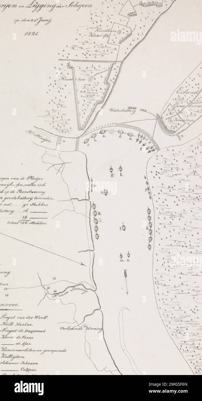 Map of the River near Palembang, 1821, Anonymous, 1821 print Map of the river near Palembang ...