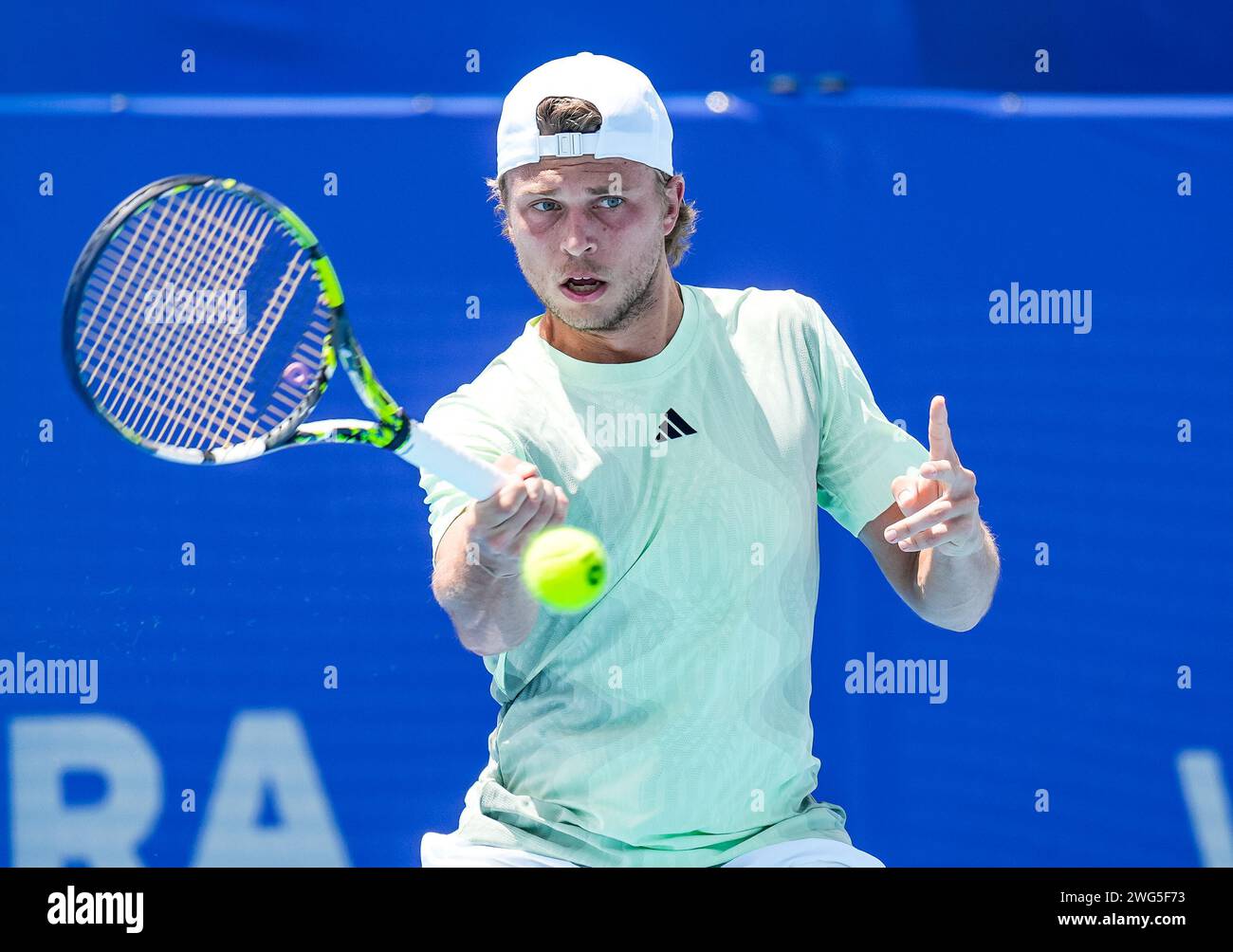Alexandre Muller of France in action during the Round of 32 of the 2024 ...