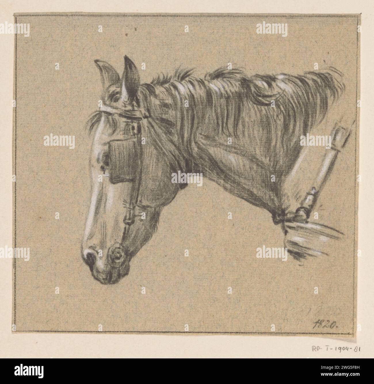 Head of a horse with blinkers on, to the left, Jean Bernard, 1820 ...
