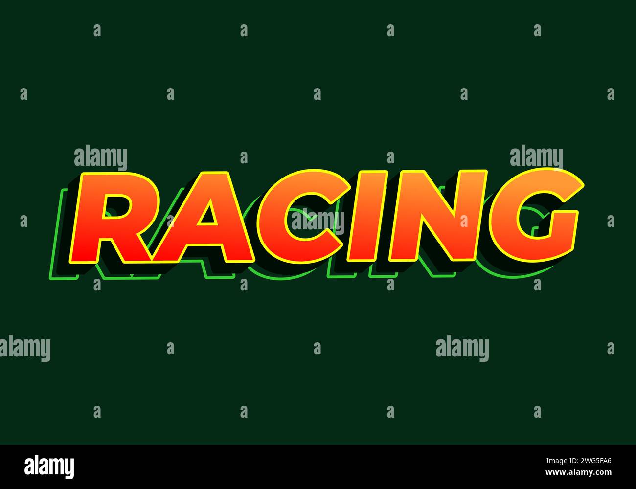 Racing. Text effect design in 3D look. red yellow color. Dark green ...
