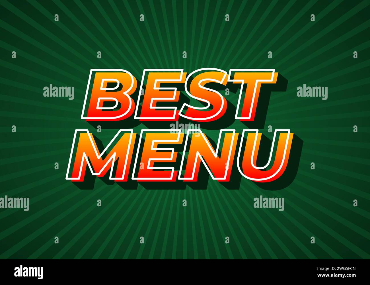 Best menu. Text effect design in gradient yellow red color. 3D look ...