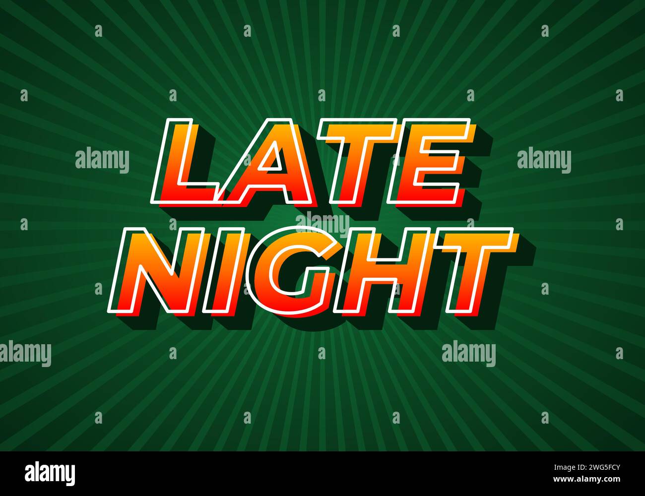 Late night. Text effect design in gradient yellow red color. 3D look ...
