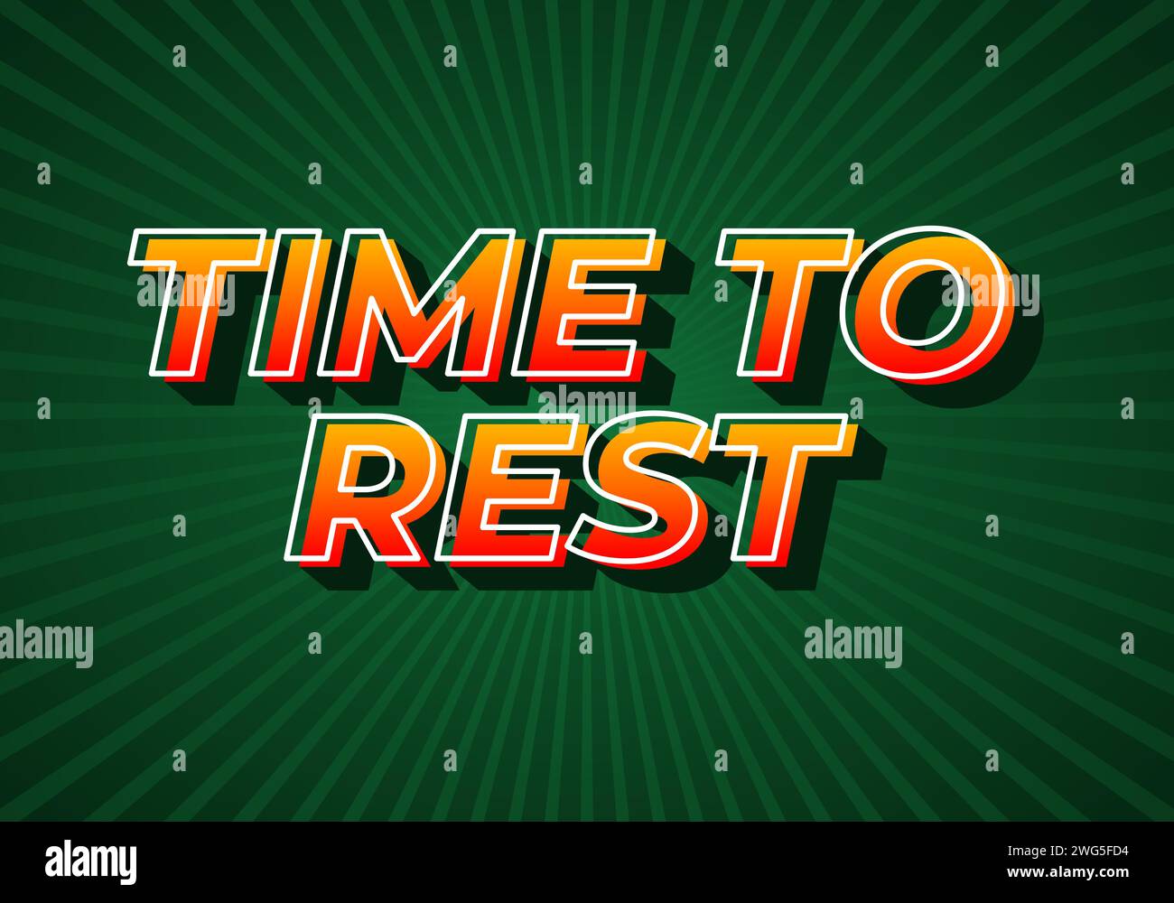 Time to rest. Text effect design in gradient yellow red color. 3D look ...
