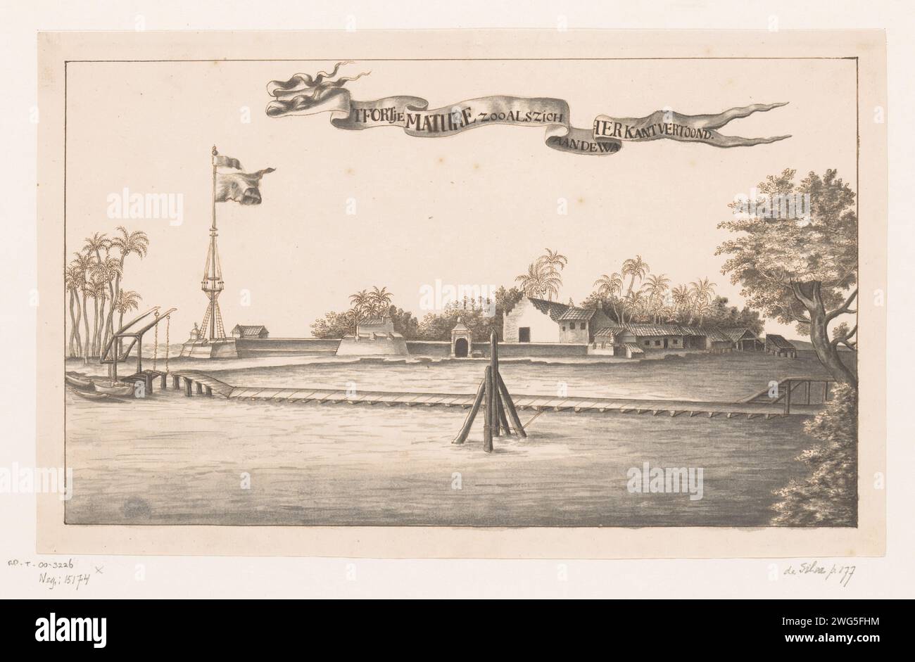 View of the fort of Matara, c. 1750 - c. 1800 drawing Open paper ...