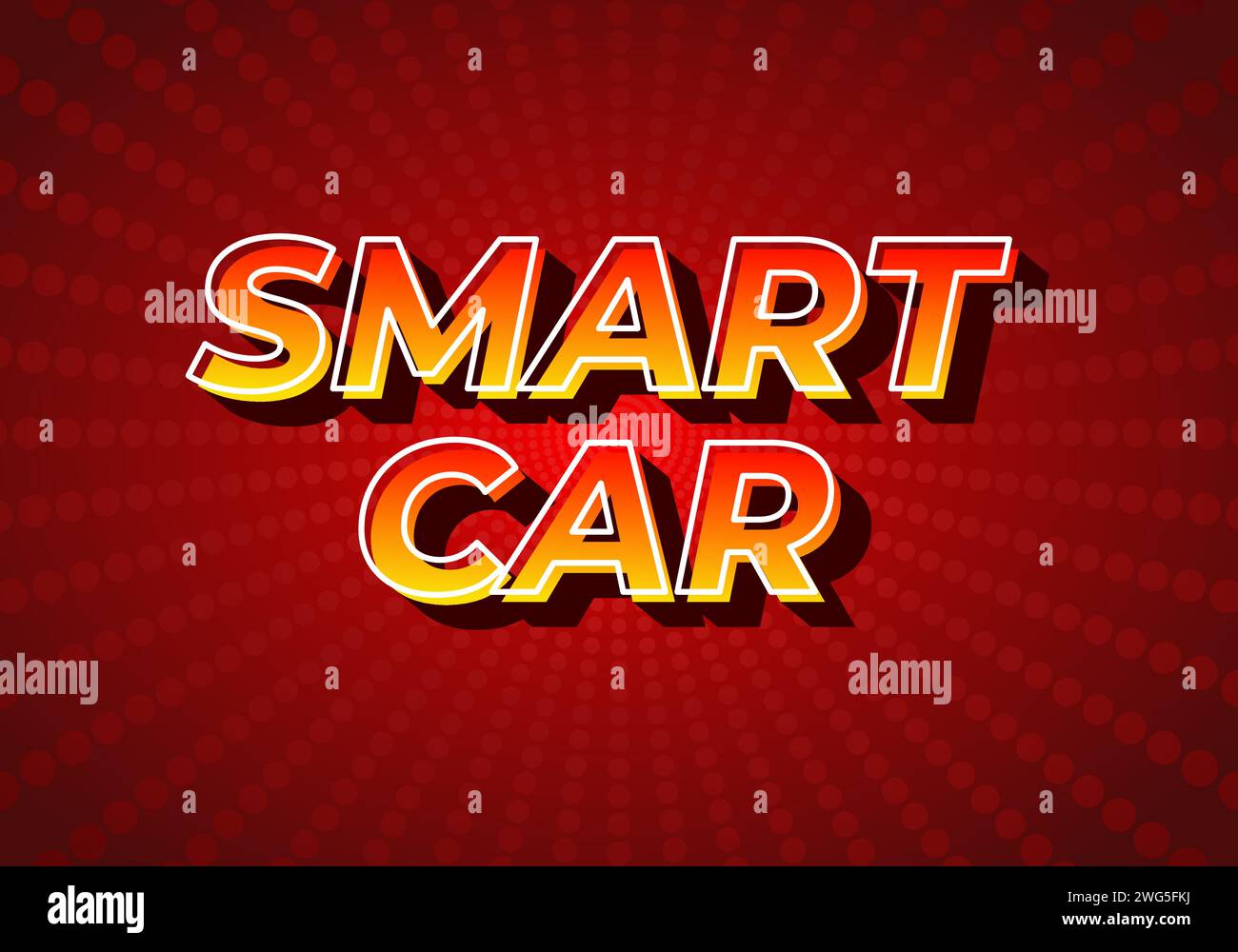 Smart car. Text effect design in 3D style, gradient yellow red color. Dark red background Stock ...