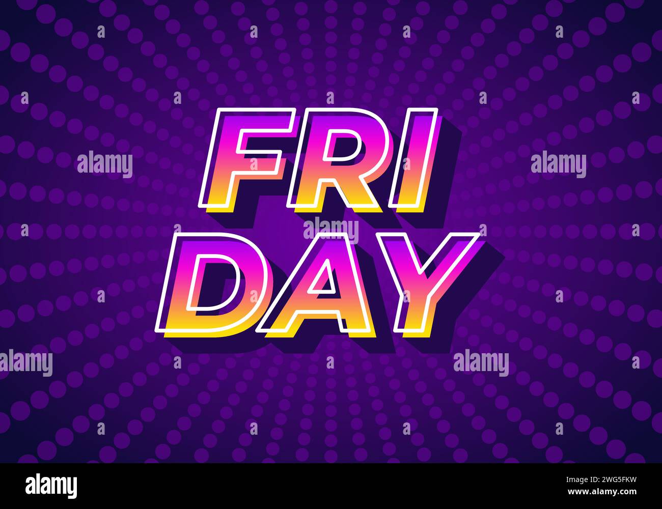 Friday. Text effect design in 3D look with gradient purple yellow color ...