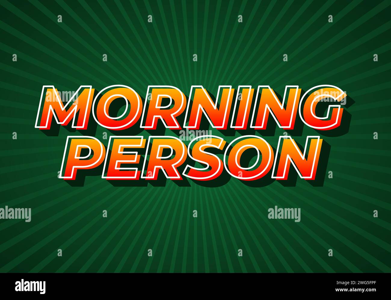 Morning person. Text effect design in gradient yellow red color. 3D ...