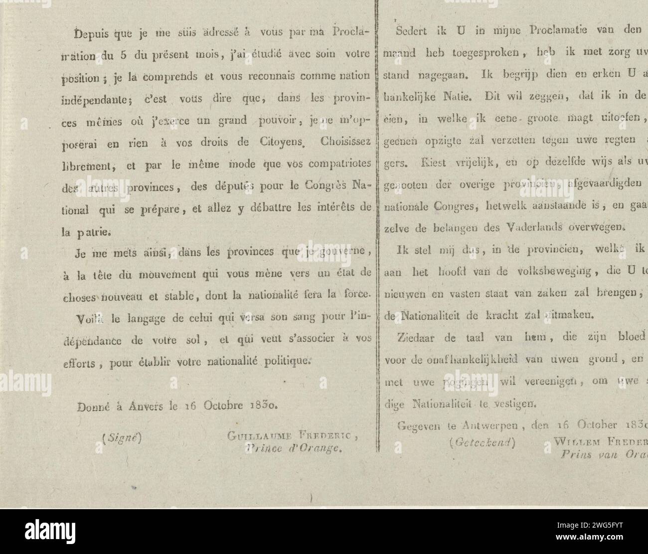 Proclamation of the Prince of Orange, 1830, Anonymous, 1830 text sheet ...