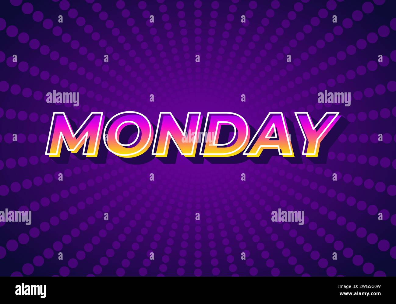 Monday. Text effect design in 3D look with gradient purple yellow color ...