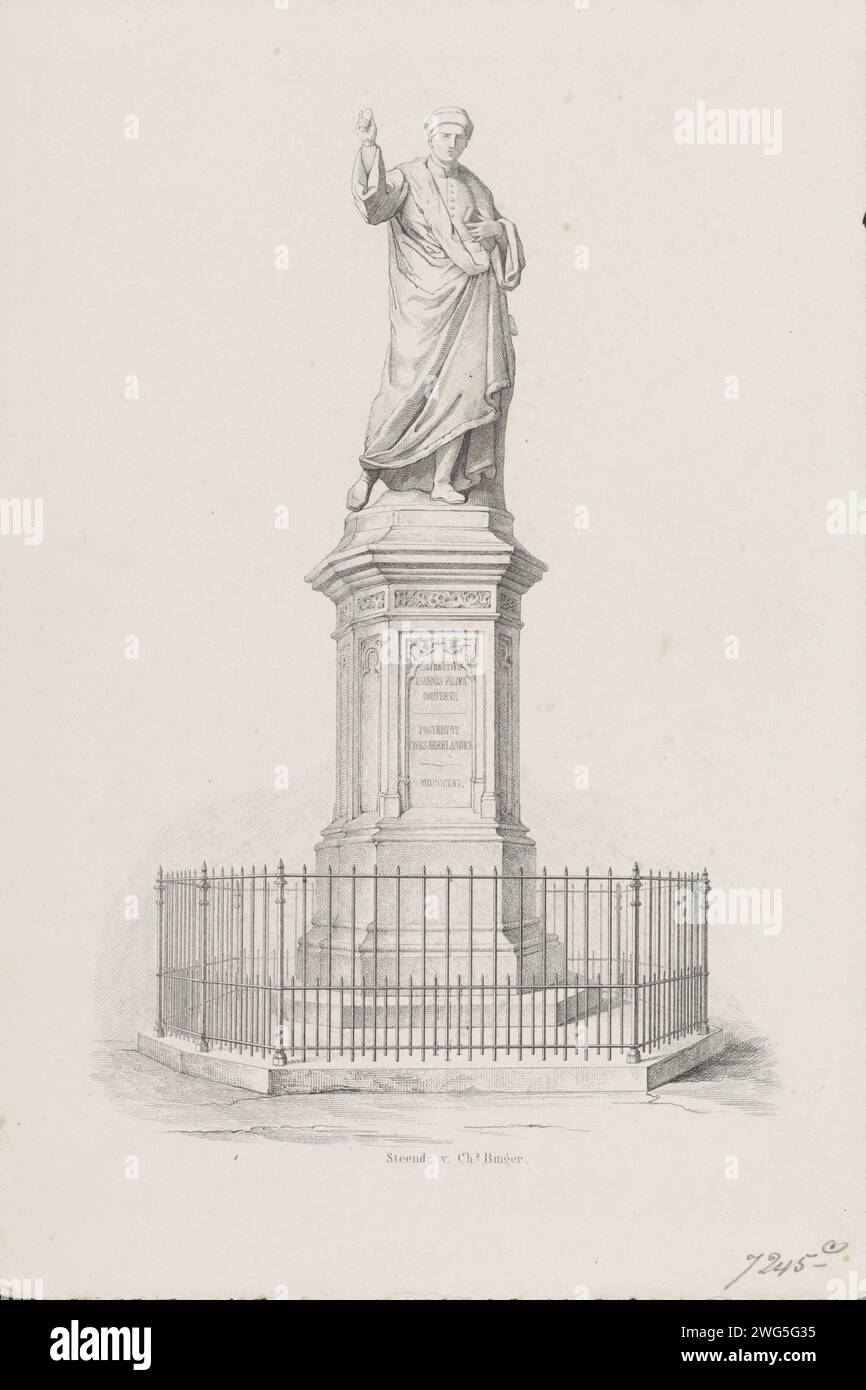 Statue of Coster in Haarlem, 1856, 1856 print The statue of Laurens ...