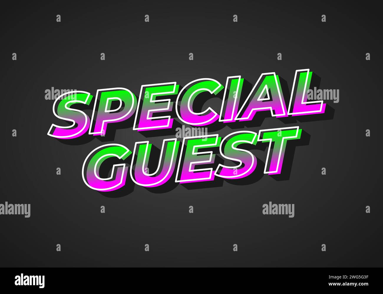 Special guest. Text effect design in 3D look. gradient purple green ...