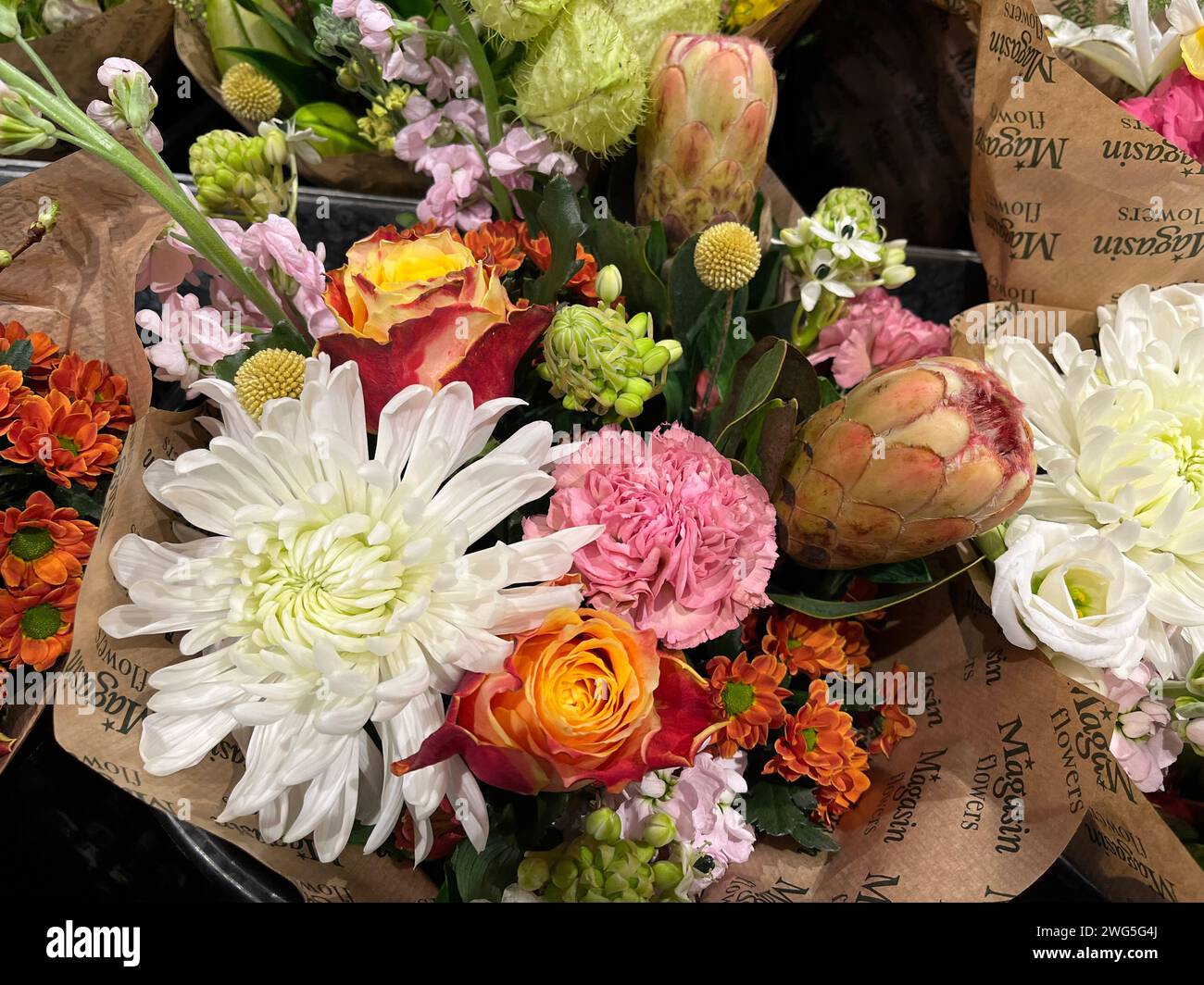 Copenhagen, Denmark /02 February 2024/Flower bouquesrs for sale in ...