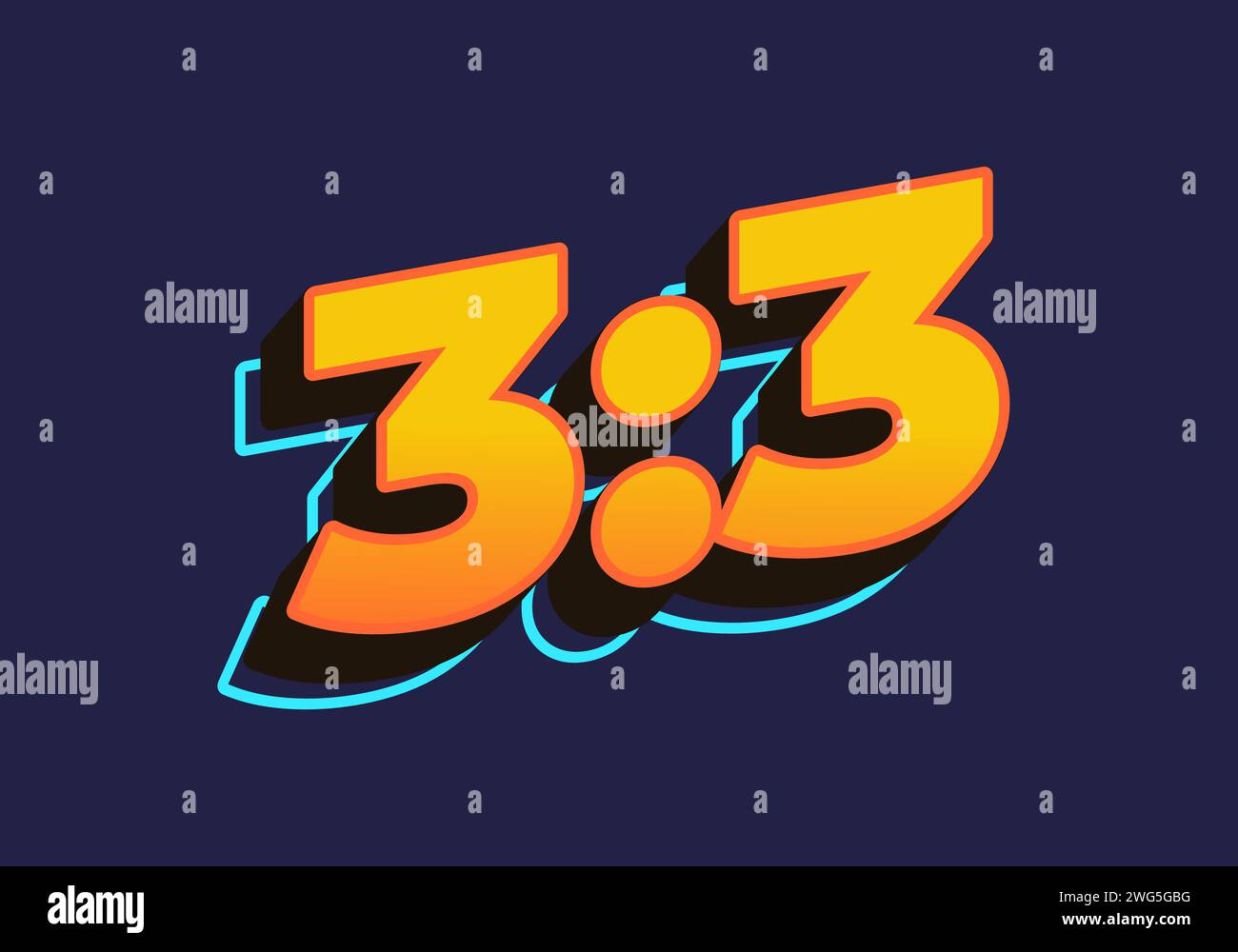 3:3. Text effect design in 3D look. Yellow color Stock Vector Image ...