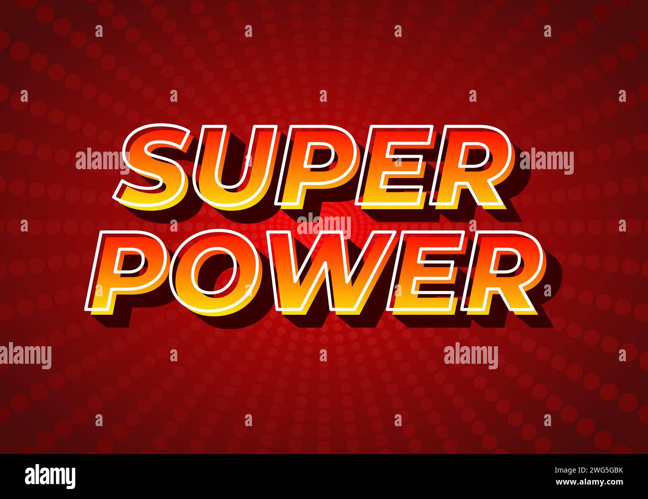 Super power. Text effect design in 3D style, gradient yellow red color ...