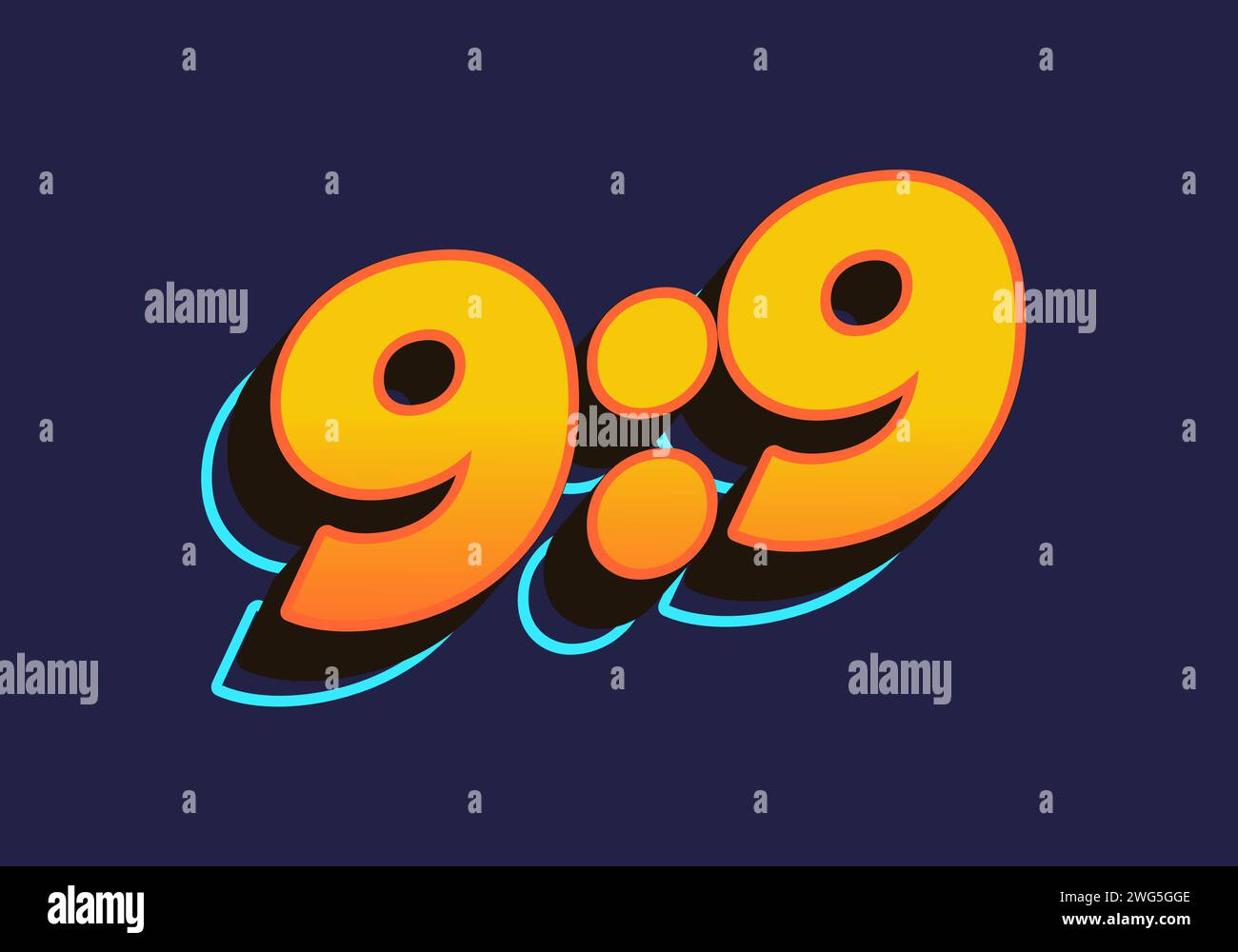 9:9. Text effect design in 3D look. Yellow color Stock Vector Image ...