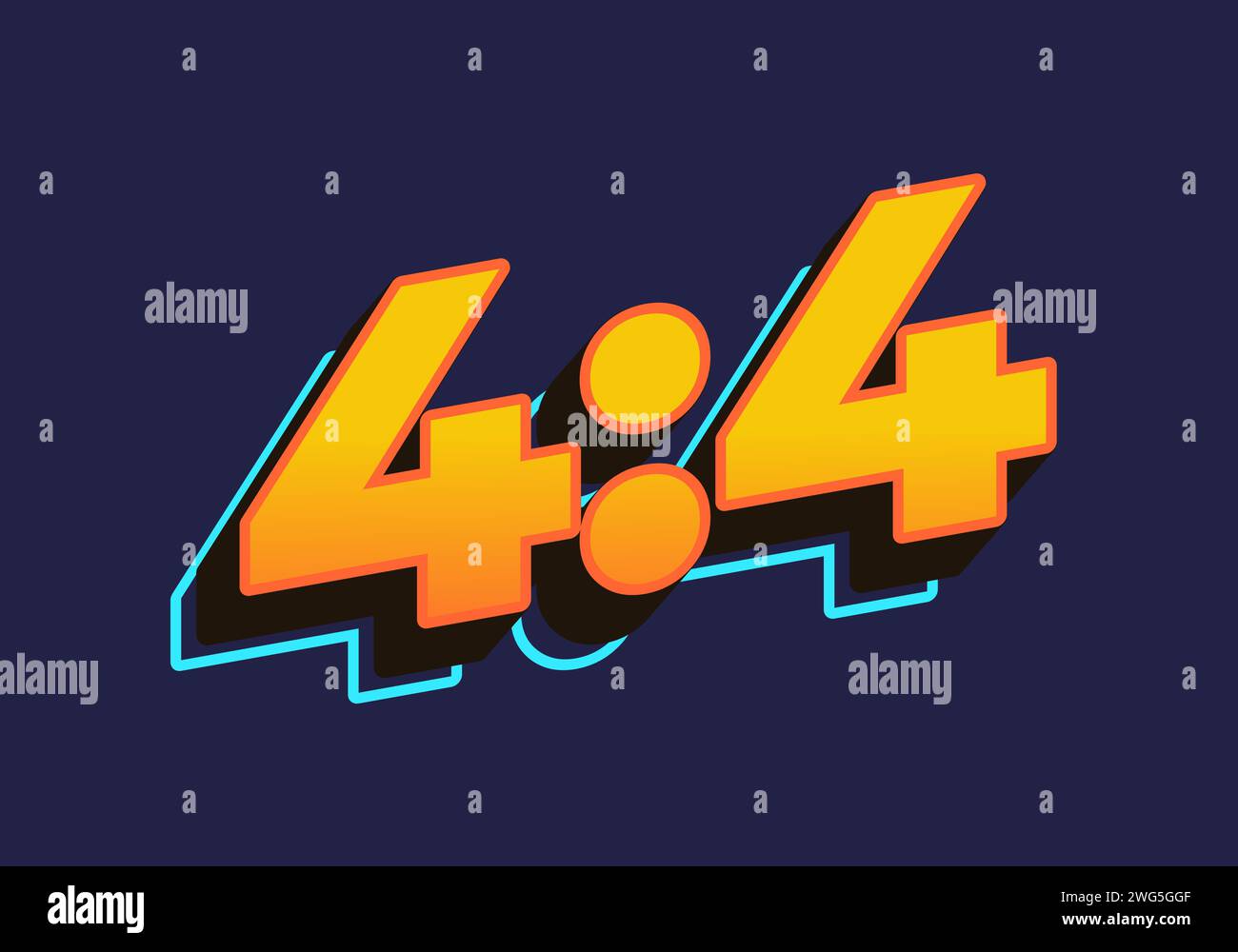 4:4. Text effect design in 3D look. Yellow color Stock Vector Image ...