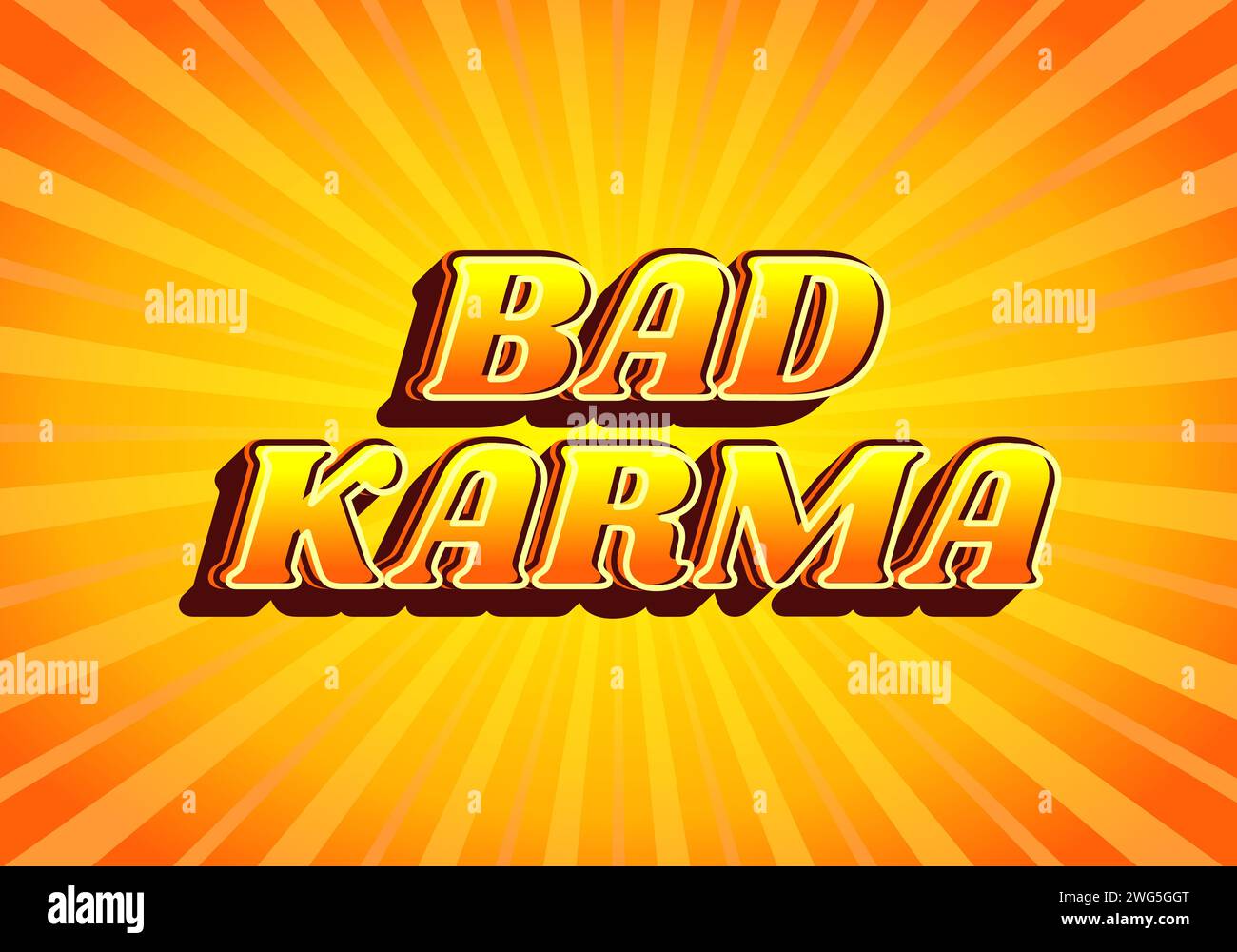 Bad karma. Text effect design in gradient yellow orange color, 3D look. Yellow background Stock ...