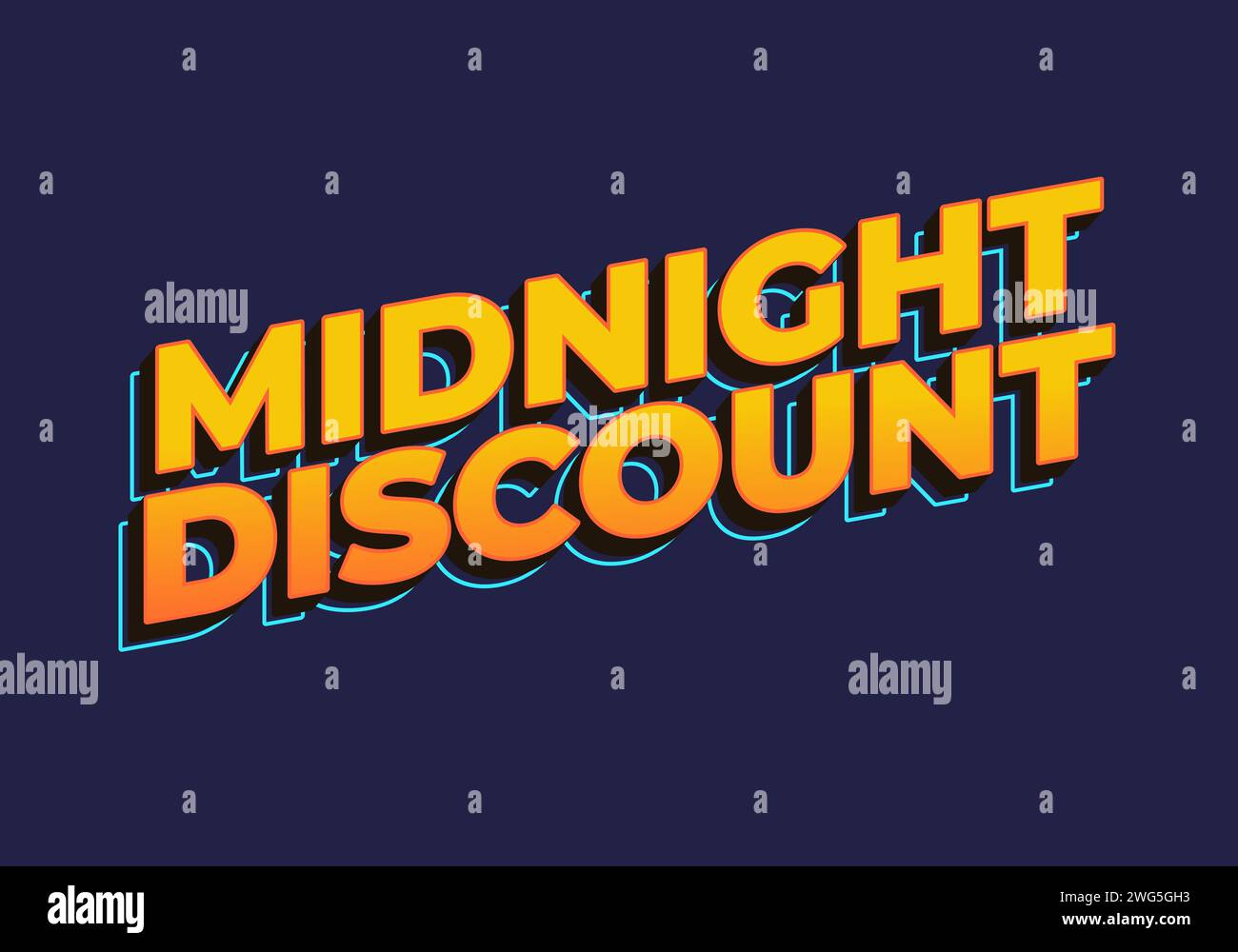 Midnight discount. Text effect in yellow color in 3D look Stock Vector ...