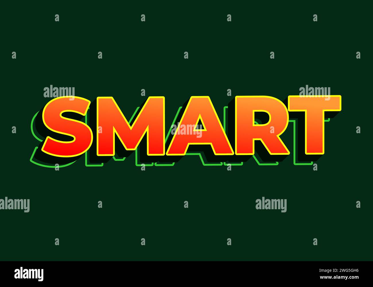 Smart. Text effect design in 3D look. red yellow color. Dark green ...