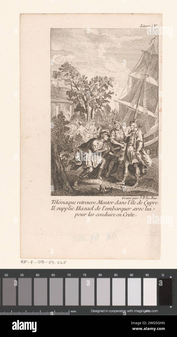 Telemachus finds Mentor in Cyprus, Jacques-Philippe Le Bas, 1755 print ...