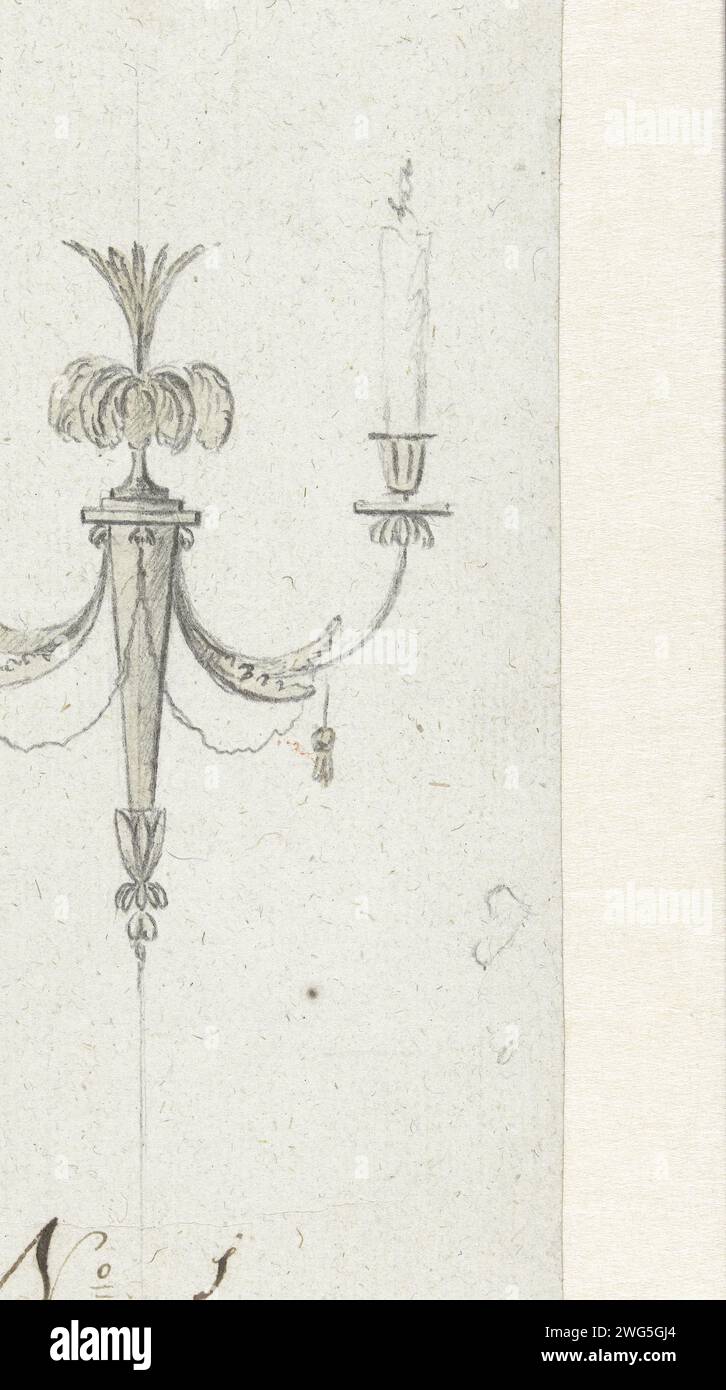 Design for a candlestick (No. 1), Abraham Meertens, 1767 - 1823 drawing ...