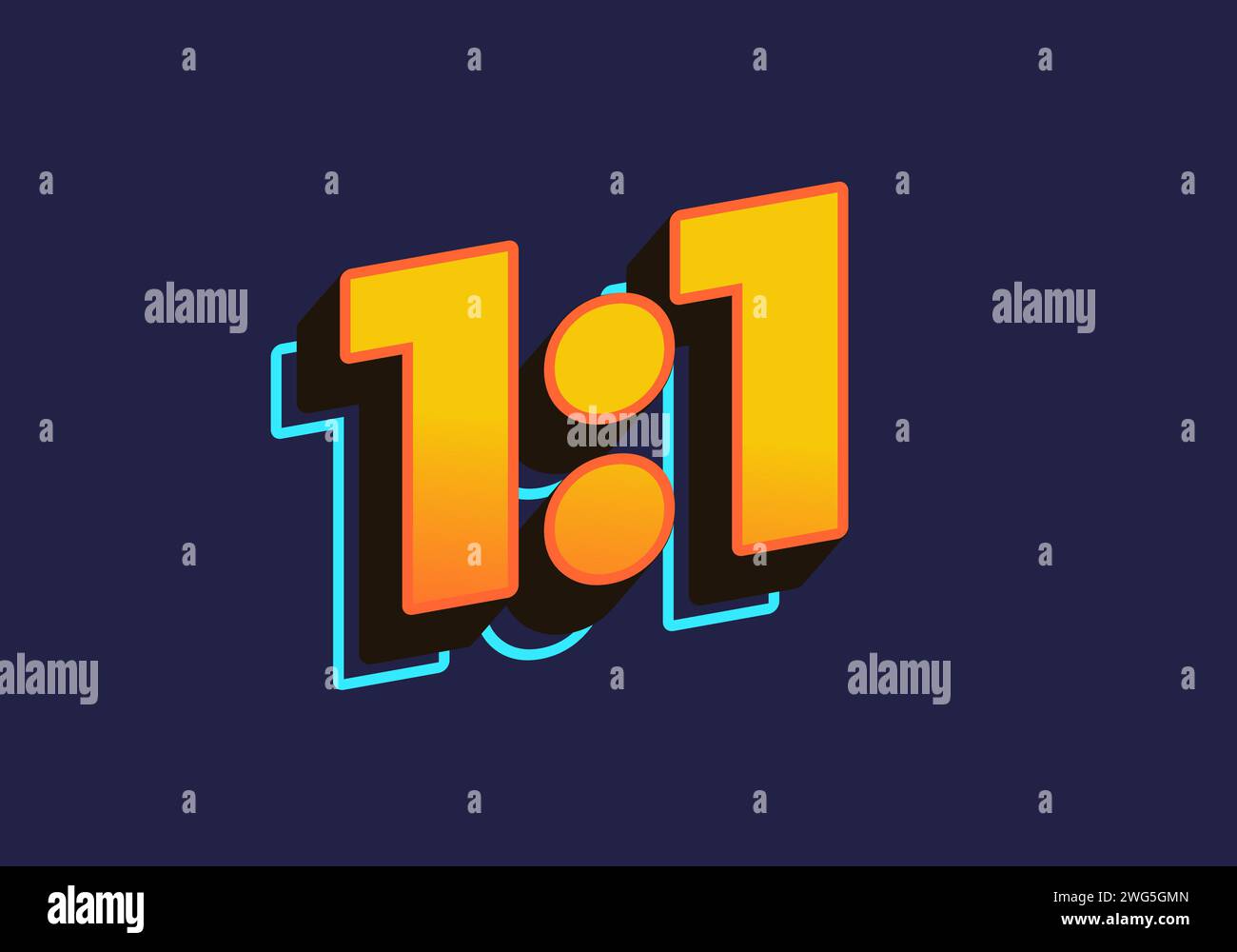 1:1. Text effect design in 3D look. Yellow color Stock Vector Image ...