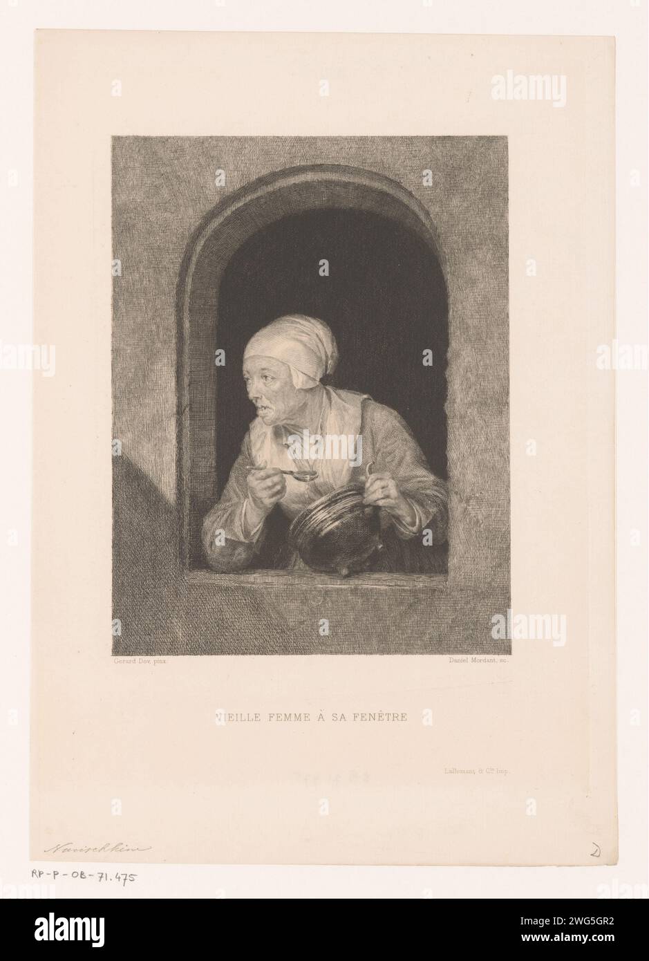 Old woman in a window, Daniel Charles Marie Mordant, after Gerard Dou ...