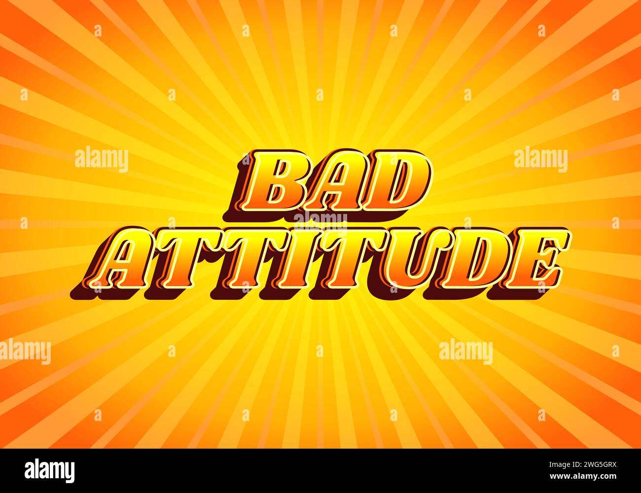 Bad attitude. Text effect design in gradient yellow orange color, 3D ...