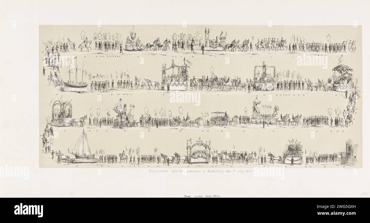 Allegorical Procession, held in Middelburg den 9n July 1867, 1867 print ...