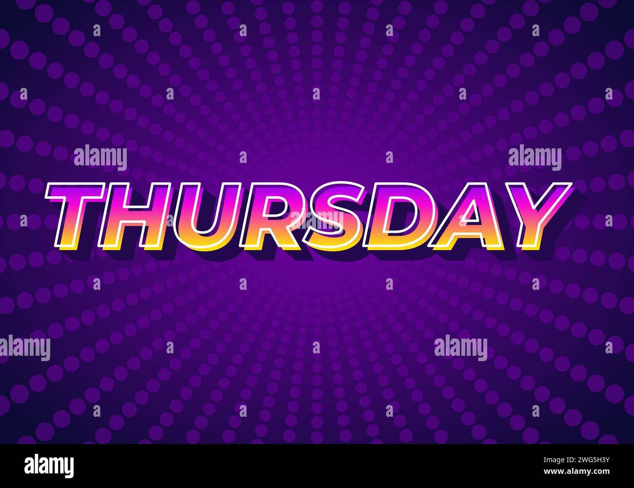 Thursday. Text effect design in 3D look with gradient purple yellow color Stock Vector Image ...