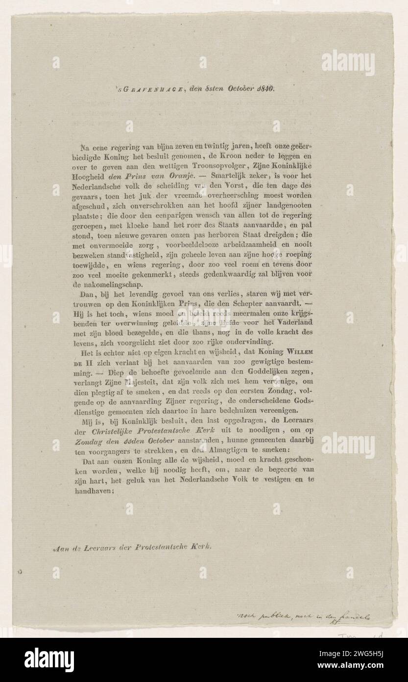 Letter to the pastors of the Protestant Church with the request to pray ...