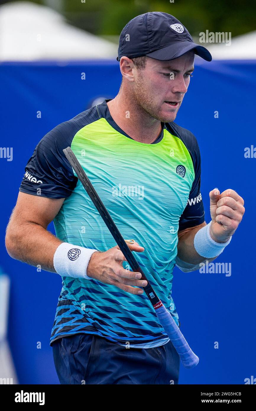 Dominik Koepfer of Germany in action during the Round of 32 of the 2024 ...
