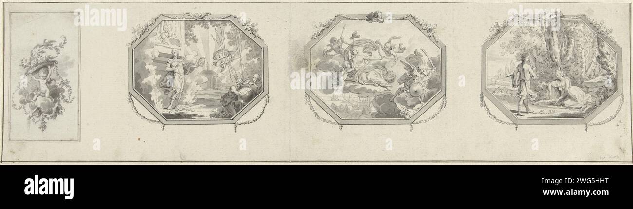 Designs for decorations of snuff boxes: four allegorical performances ...