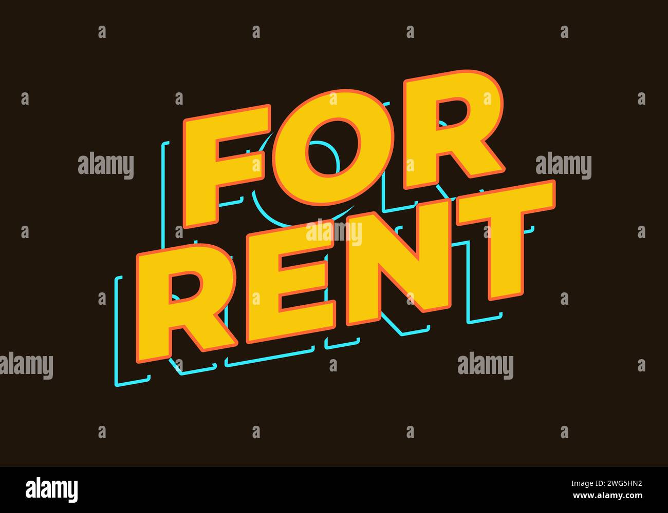 For rent. Text effect in yellow color in 3D look Stock Vector Image ...