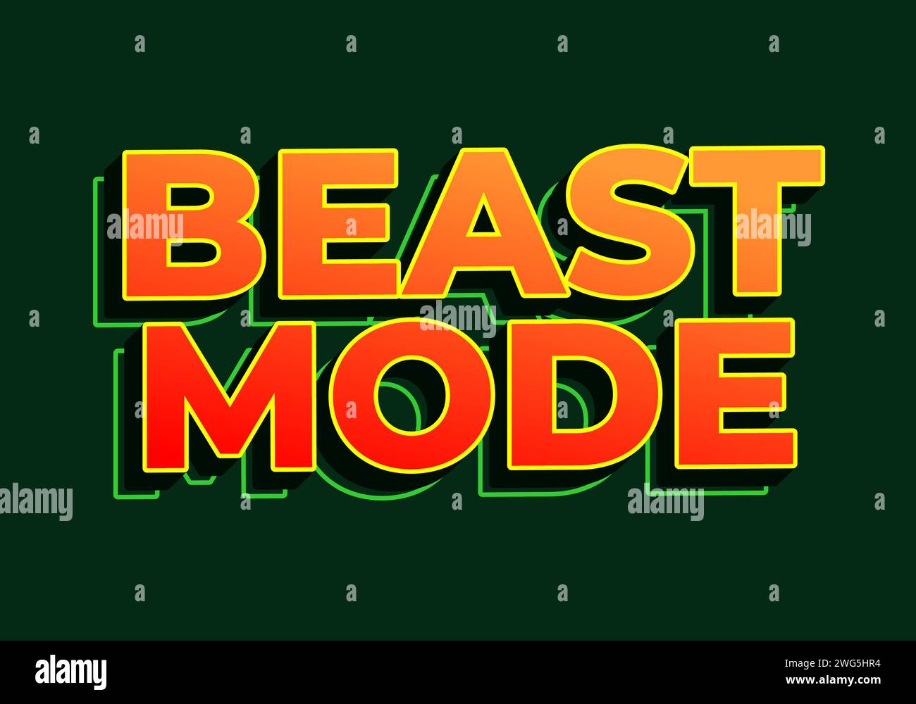 Beast mode. Text effect design in 3D look. red yellow color. Dark green ...