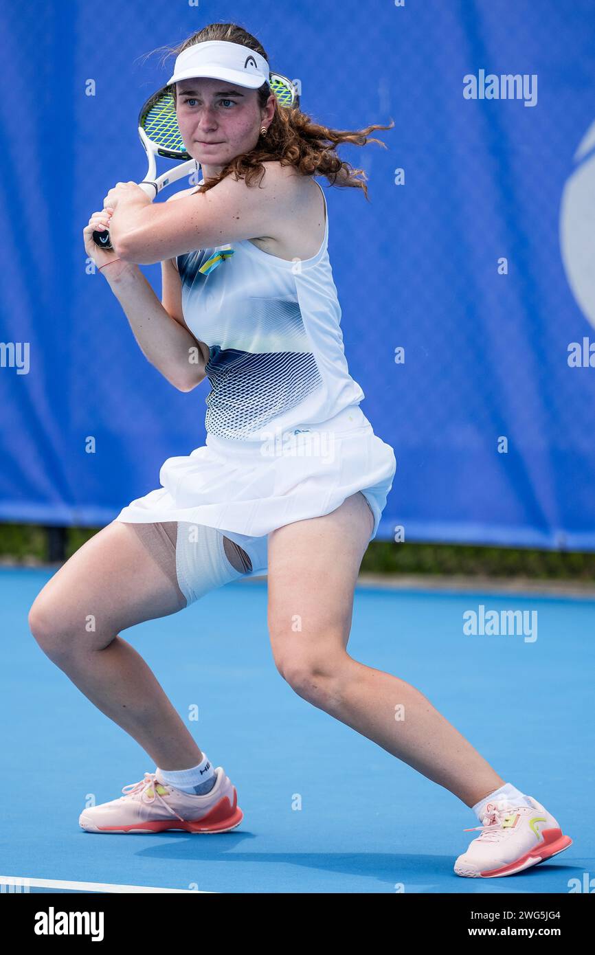 Daria Snigur of Ukraine in action during the Round of 32 of the 2024 ...